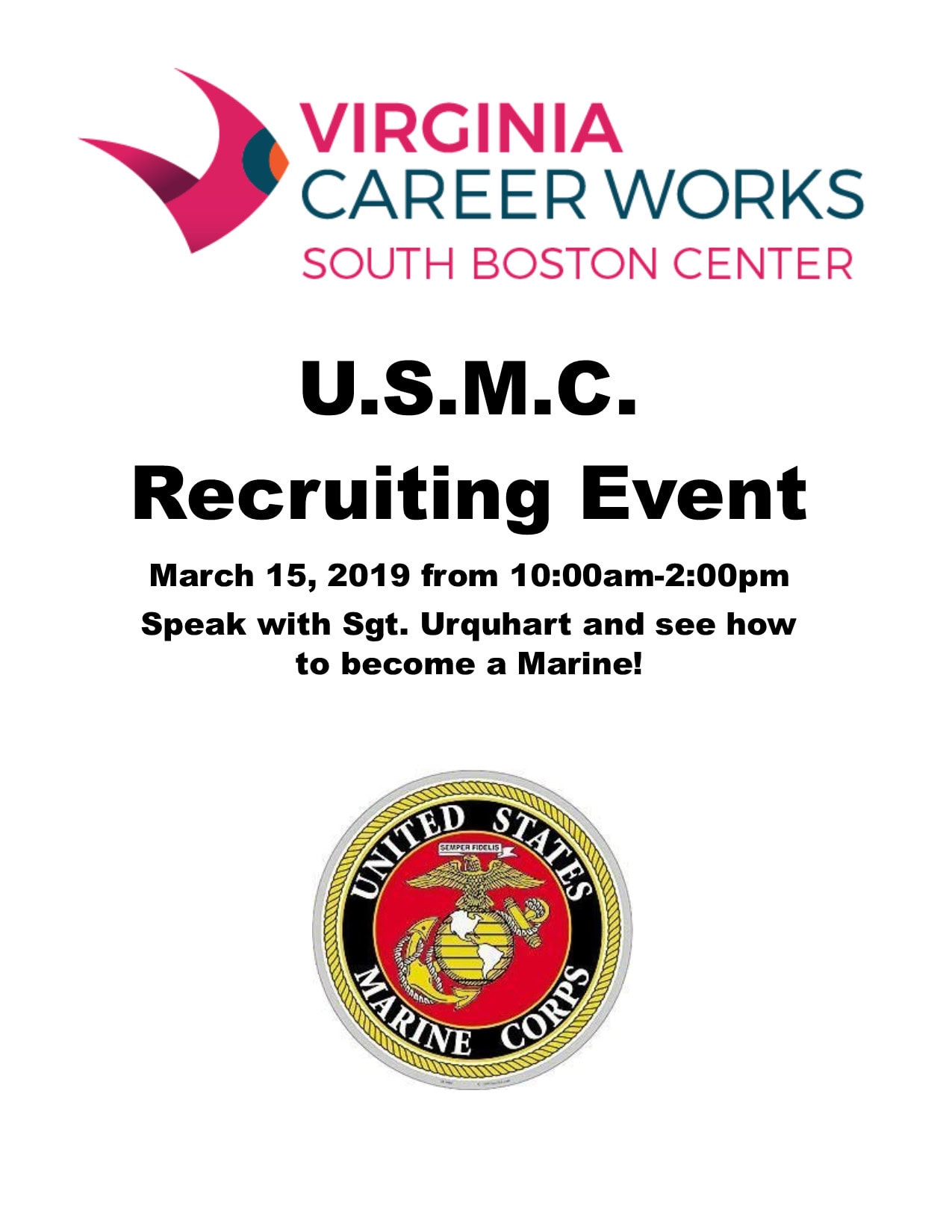 USMC March 2019 Recruiting Event - Virginia Career Works South Central ...